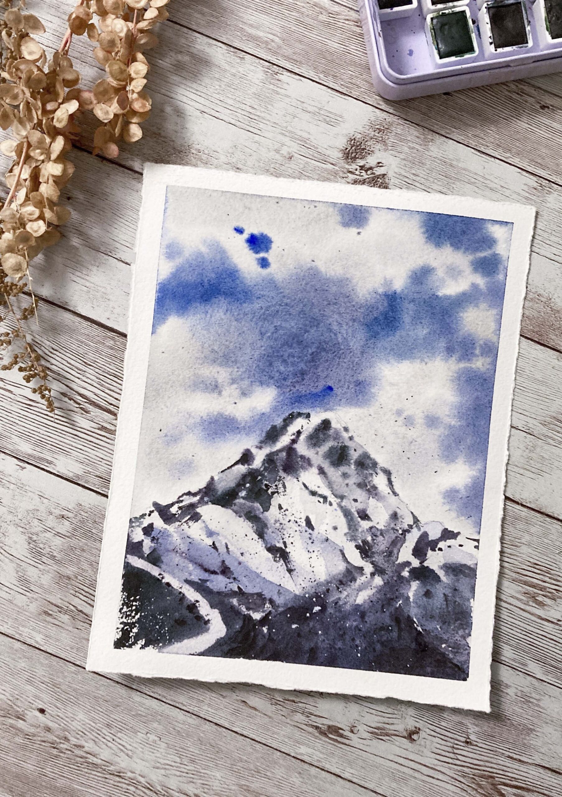 Watercolor Tutorial: Snowy Mountain Landscape - Perfect for Beginners