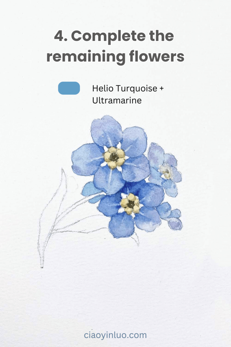 Forget-me-not Flower: Step-by-Step Easy Watercolor Tutorial