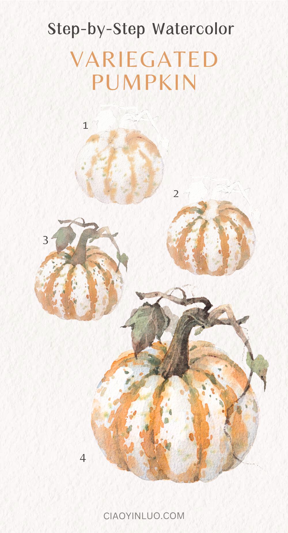 Learn how to paint watercolor Pumpkin ｜Fall Watercolor Ideas